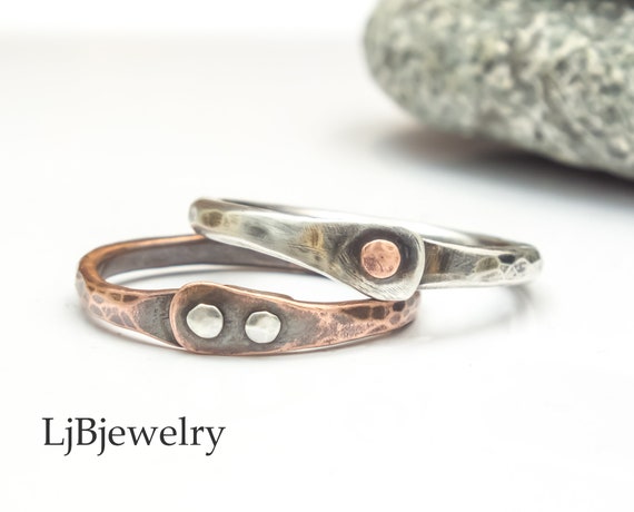 Thumb Ring for Men Mixed Metal Stacking Thumb Ring Stacking | Etsy