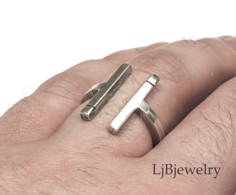 Silver Bar Ring for Men Handmade Square Bar Ring Chunky - Etsy