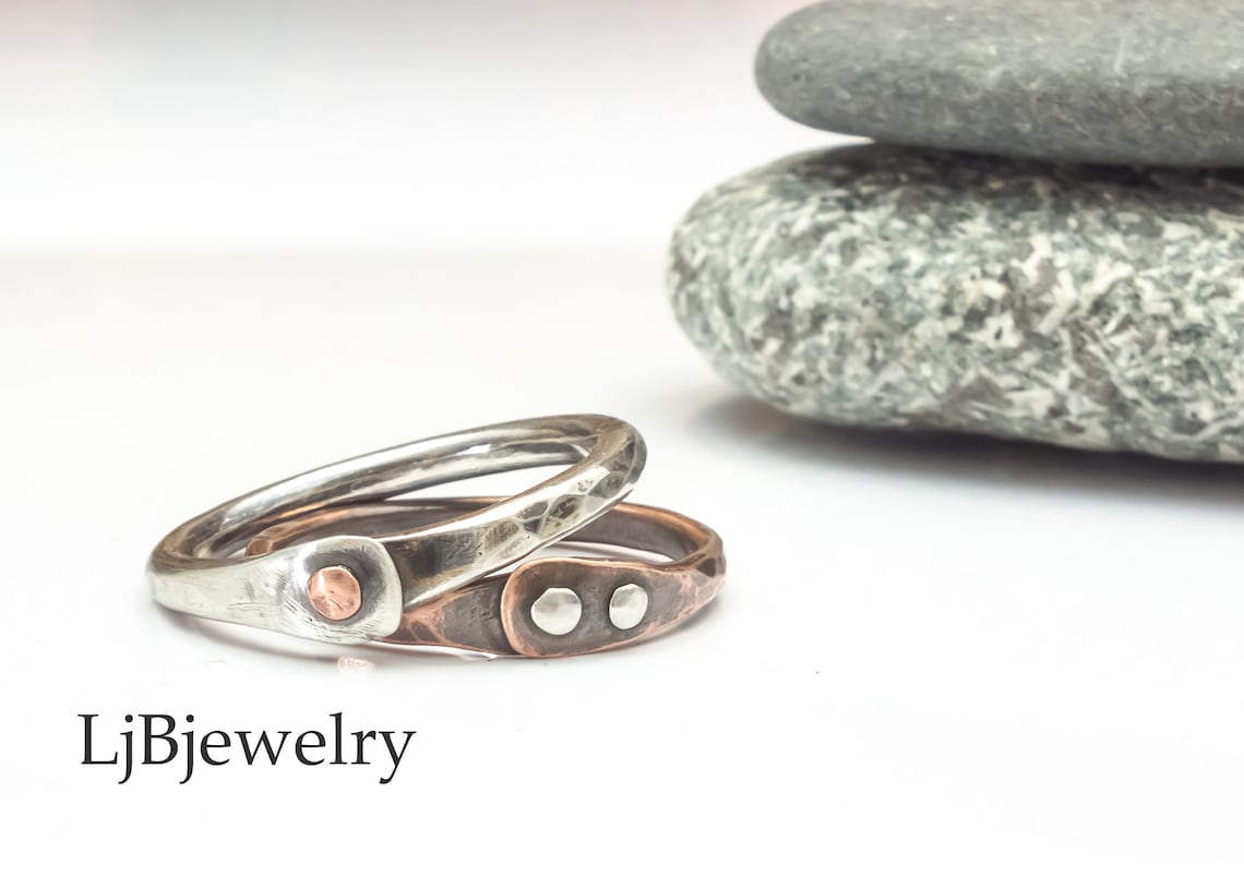 Thumb Ring for Men Mixed Metal Stacking Thumb Ring Stacking - Etsy