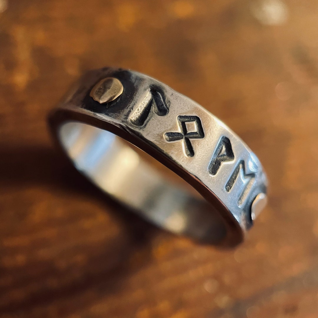 Personalized Viking Rune Ring for Men and Women, Silver Rune Letter ...