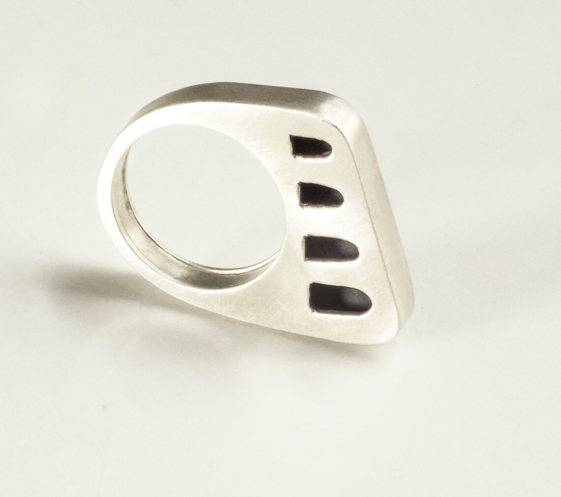 Sterling Silver Hollow Form Ring: Handmade Modern Architectural ...