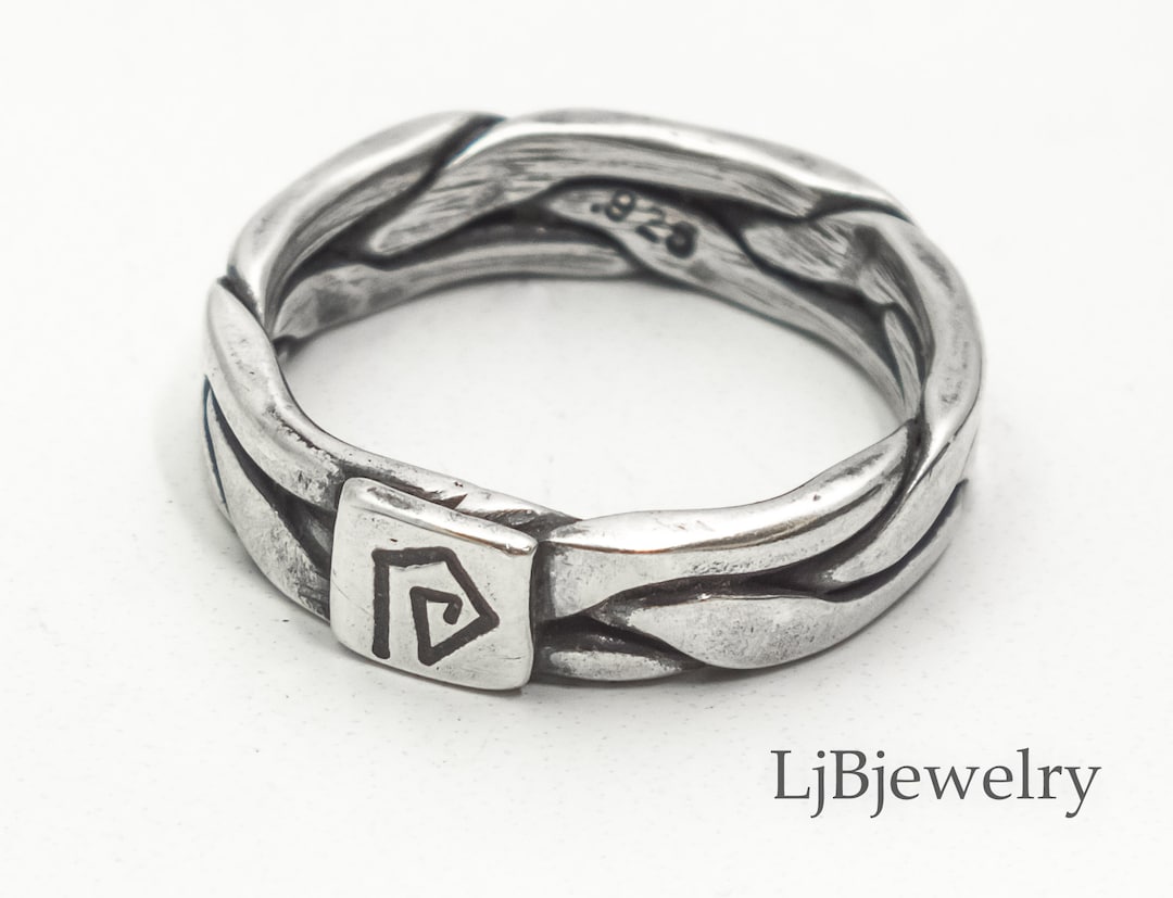 Personalized Viking Rune Ring, Chunky Braided Sterling Silver - Etsy