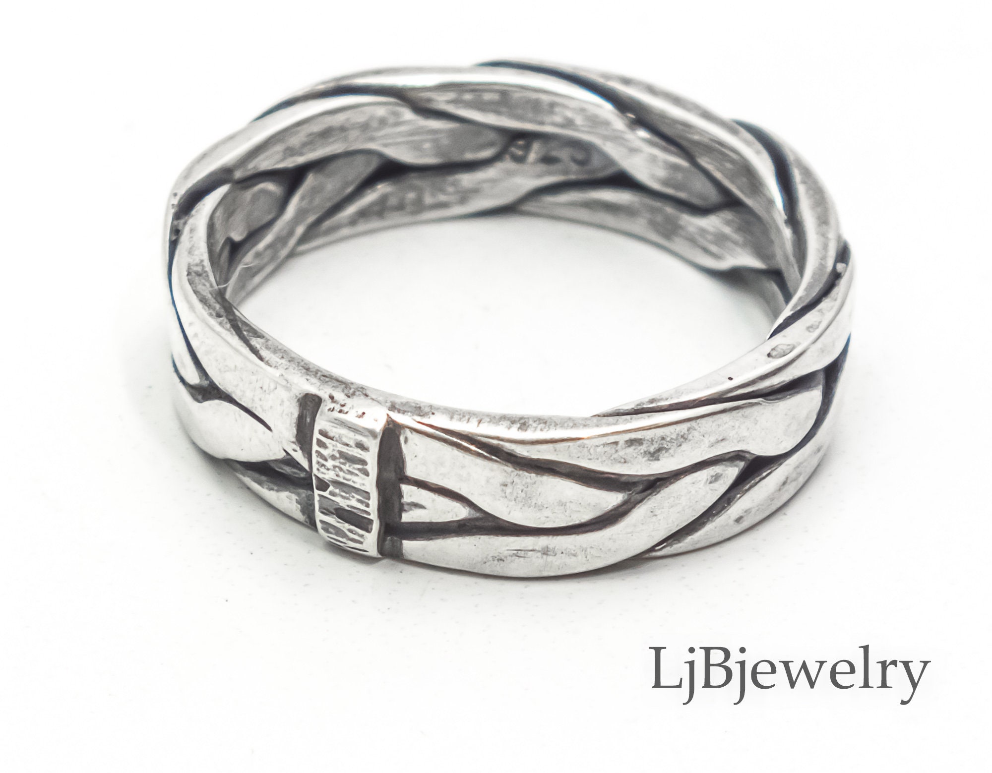 Silver Braided Ring for Men and Women Silver Stacking Ring | Etsy