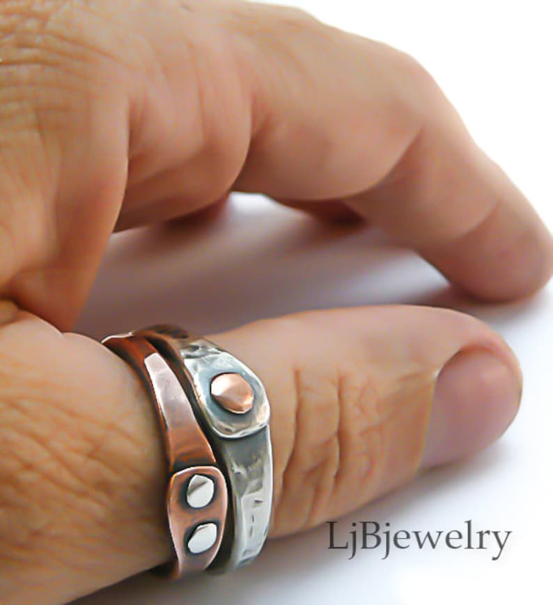 Thumb Ring for Men Mixed Metal Stacking Thumb Ring Stacking - Etsy