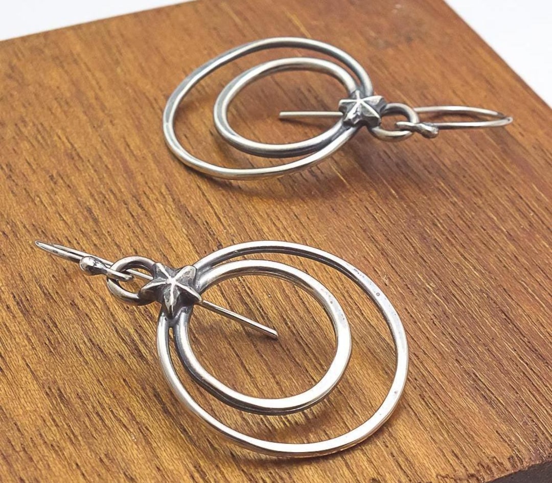 Silver Dangle Hoop Earrings for Women - Etsy