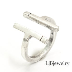 Silver Bar Ring for Men, Handmade Square Bar Ring, Chunky Ring ...