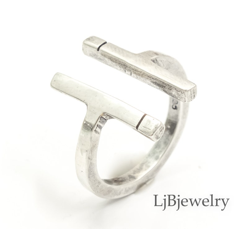 Silver Bar Ring for Men Handmade Square Bar Ring Chunky - Etsy