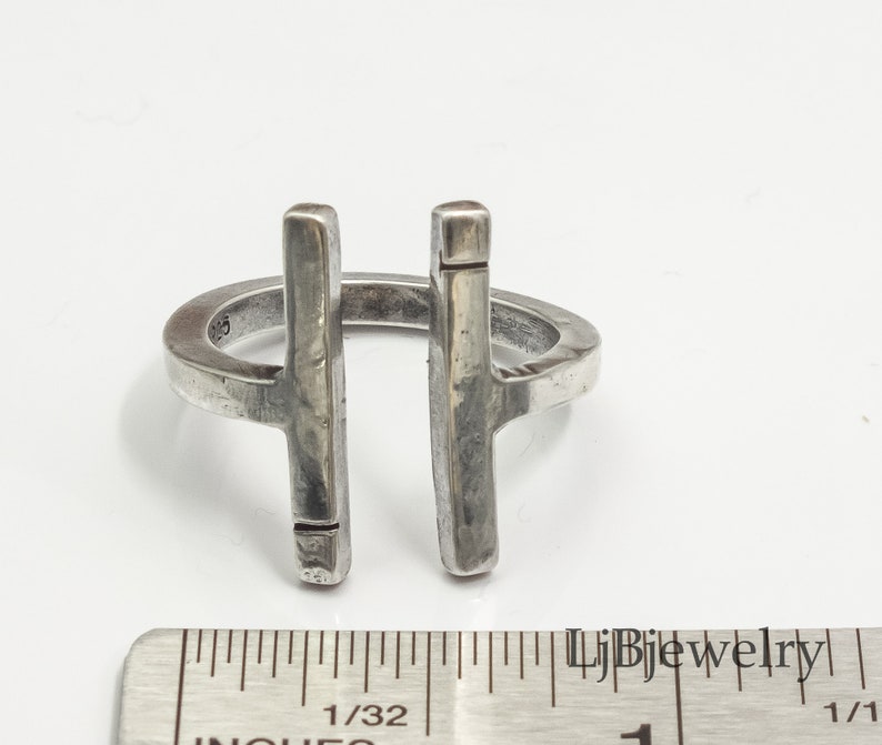 Silver Bar Ring for Men Handmade Square Bar Ring Chunky - Etsy