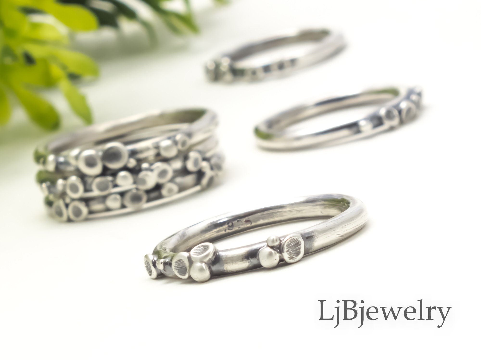 Sterling Silver Granulation Stack Ring - Artisan Pebble Design - Etsy