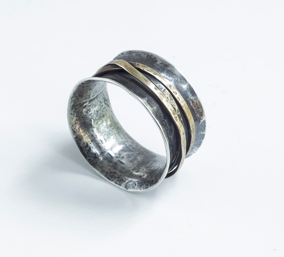 Mixed Metal Ring for Men and Women Brass and Sterling Silver - Etsy