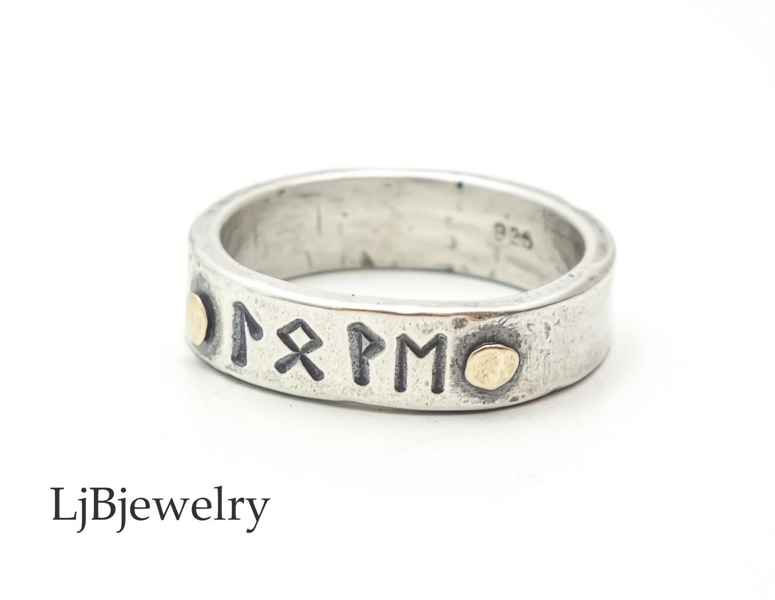 Personalized Viking Rune Ring for Men and Women, Silver Rune Letter ...