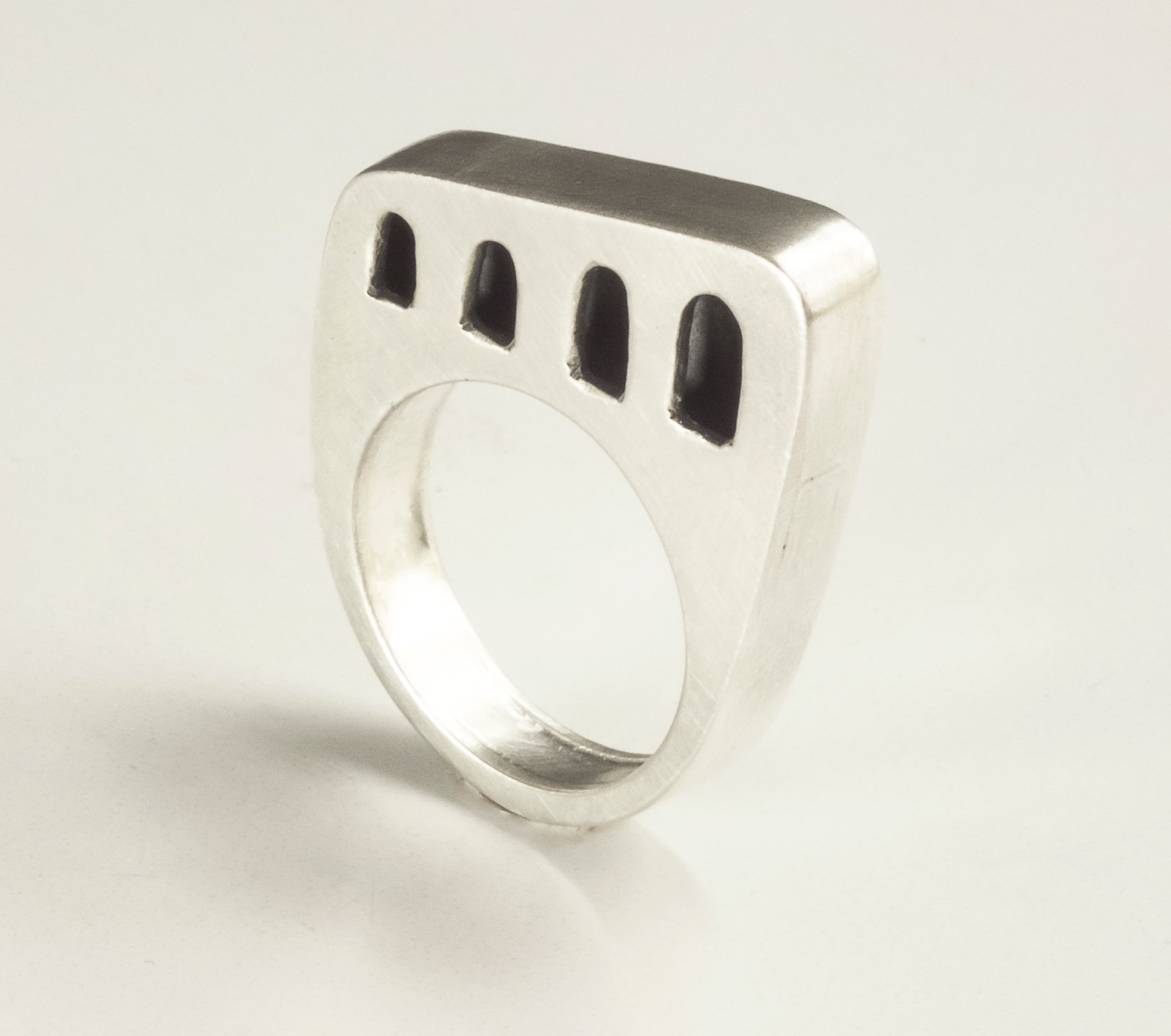Sterling Silver Hollow Form Ring: Handmade Modern Architectural ...