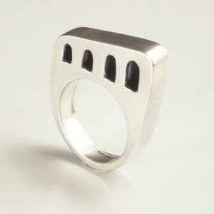 Sterling Silver Hollow Form Ring: Handmade Modern Architectural ...