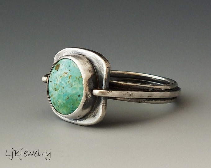 Silver Ring Turquoise Jewelry Burtis Blue Stone Turquoise - Etsy