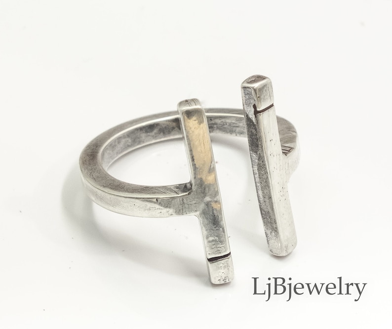 Silver Bar Ring for Men Handmade Square Bar Ring Chunky - Etsy