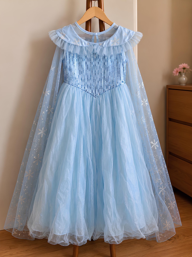 Elsa Dress for Girls - Blue Sleeveless Princess Costume With Snowflake ...