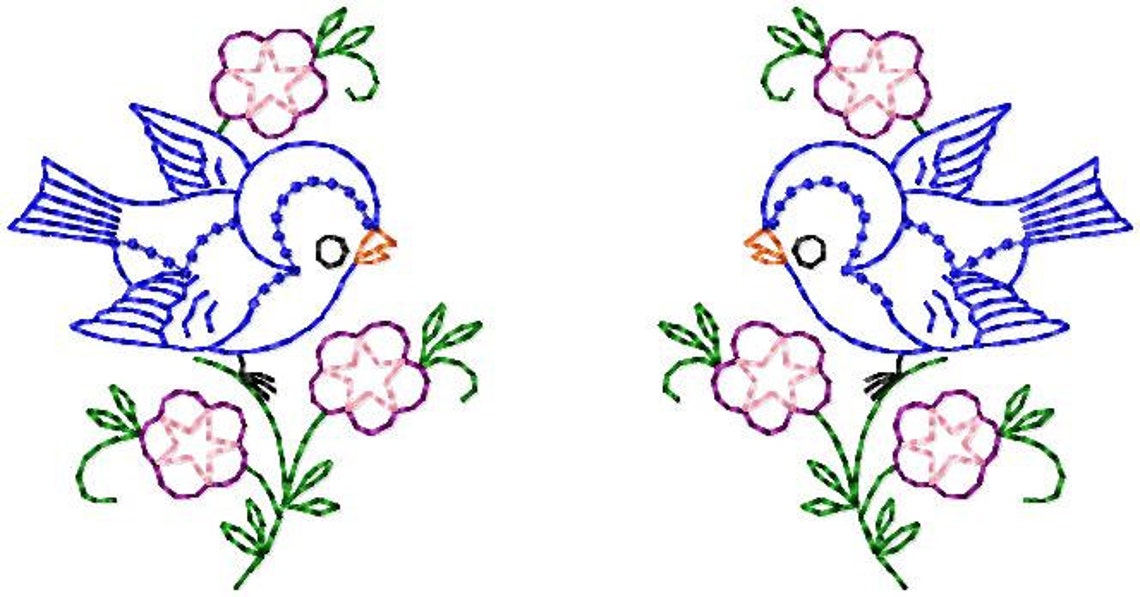 Bluebird Machine Embroidery Design 4x4 o 5x7 hoop línea de - Etsy España