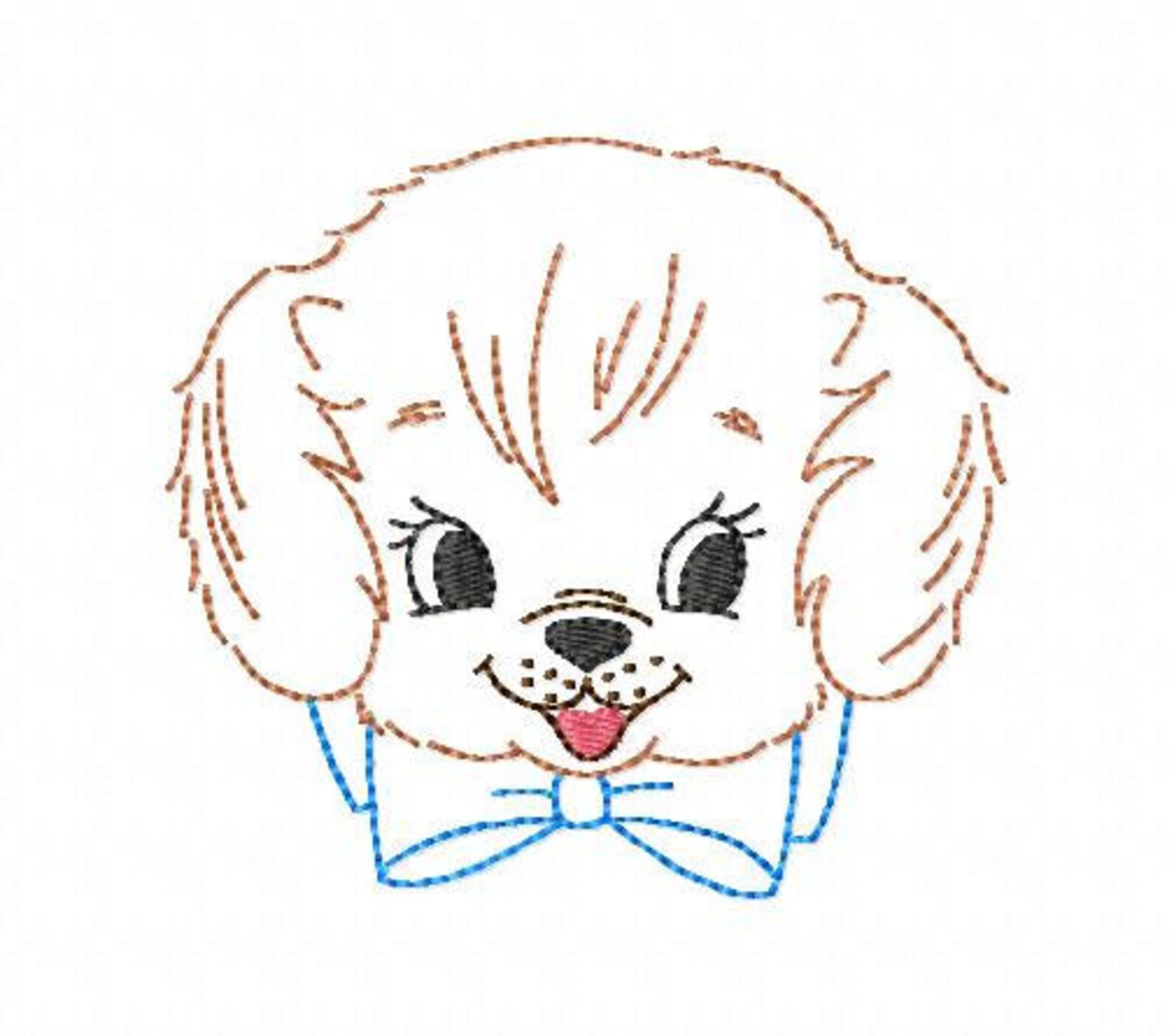 Puppy Dog Face With Bow for Bib Etc Machine Embroidery Design - Etsy