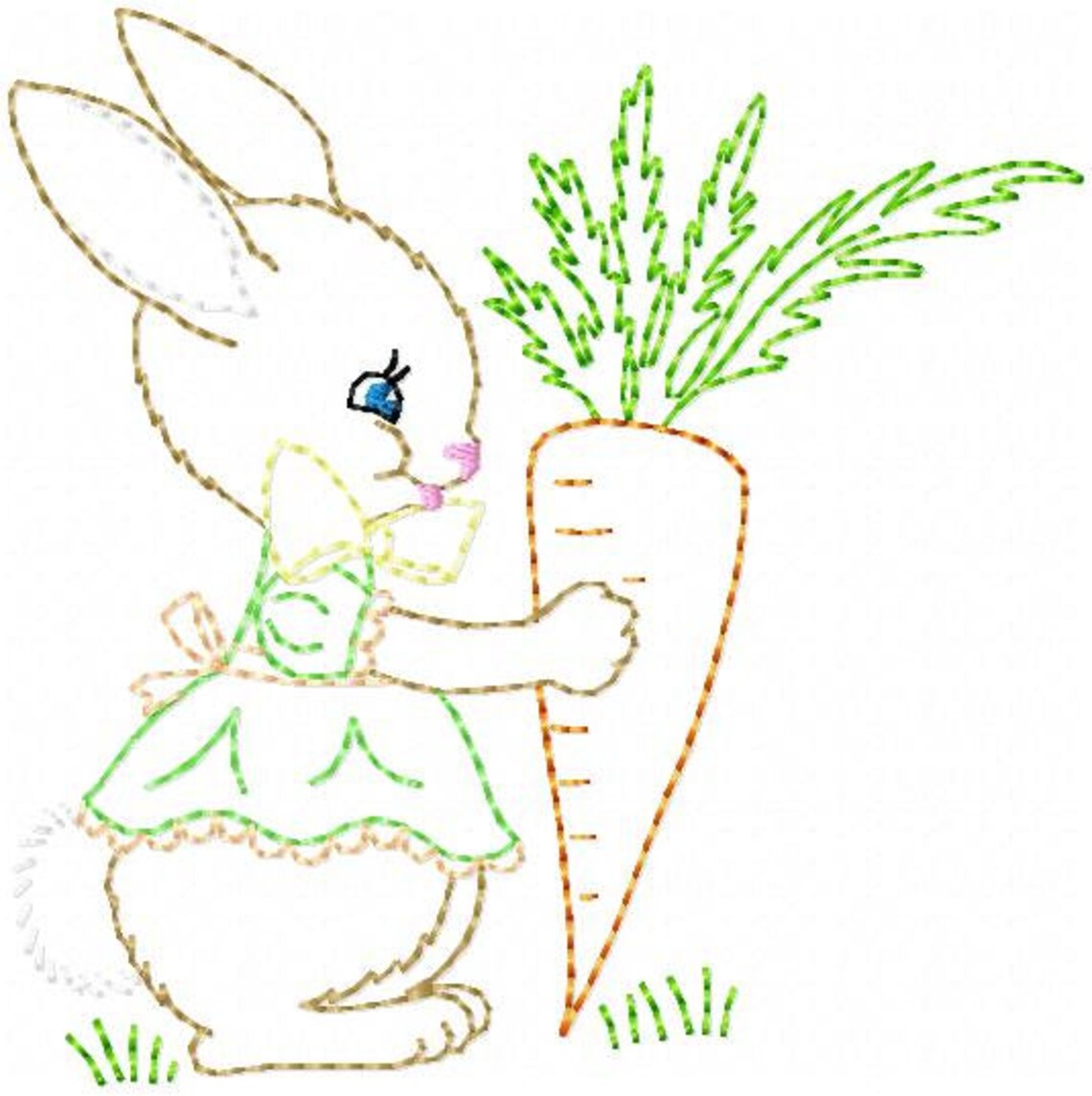 Girl Bunny and Carrot Machine Embroidery Design 4x4 and 5x7 - Etsy