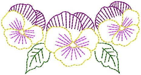 Vintage Pansies Machine Embroidery Design 3 Sizes, 3x3, 4x4 or 5x7 ...