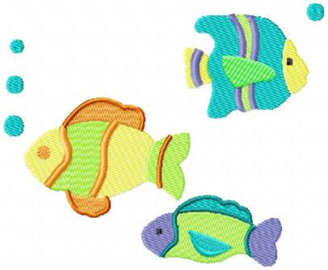 Tropical Fish Embroidery Design 4x4 Hoop Fill Design | Etsy