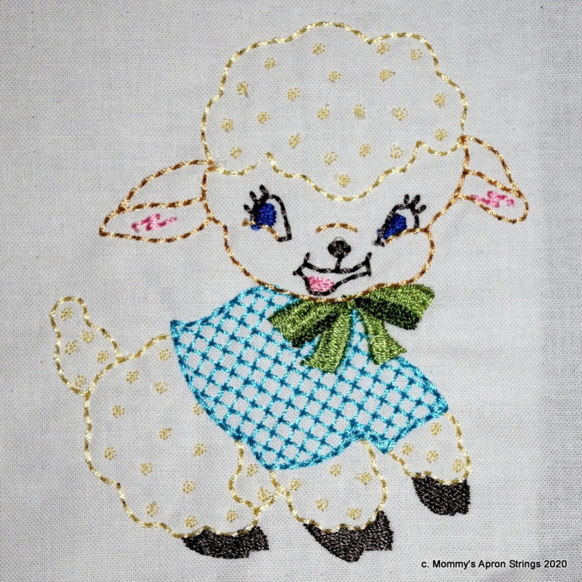 Vintage Baby Lamb Machine Embroidery Design 4x4 and 5x7 BOTH | Etsy