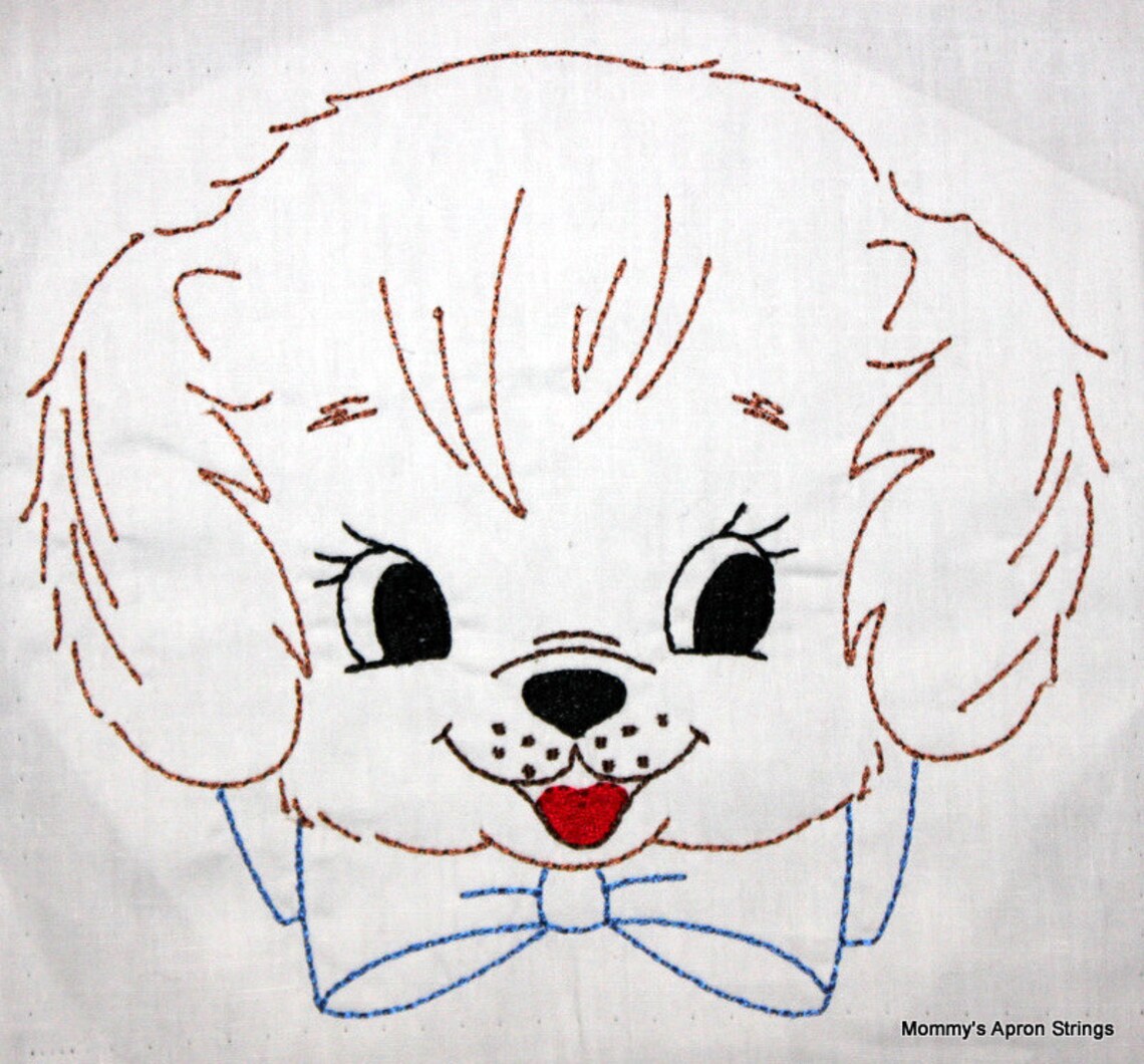 Puppy Dog Face With Bow for Bib Etc Machine Embroidery Design - Etsy