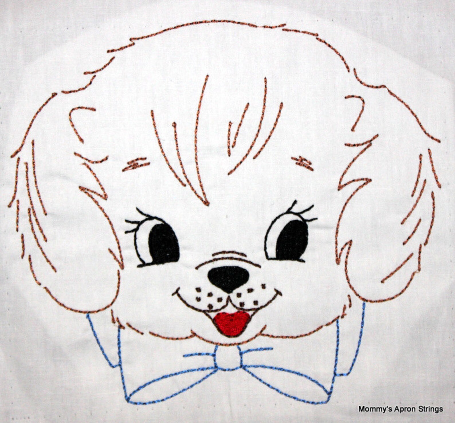 Puppy Dog Face With Bow for Bib, Etc Machine Embroidery Design 6x10 or ...