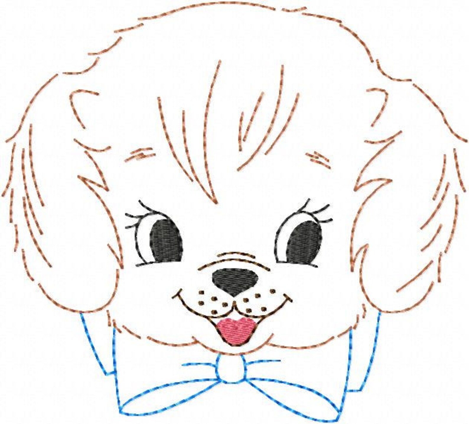 Puppy Dog Face With Bow for Bib Etc Machine Embroidery Design - Etsy