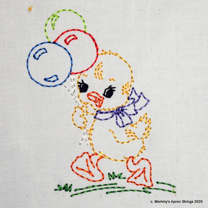 Vintage Duckling With Balloons Machine Embroidery Design 4x4 - Etsy