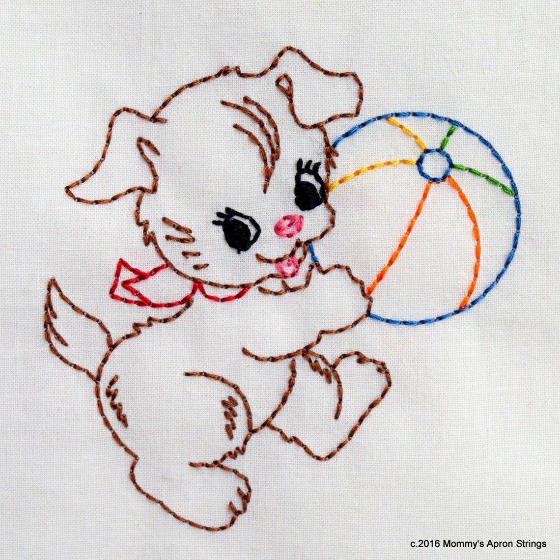 Vintage Puppy Dog With Ball Machine Embroidery Design 2 Sizes - Etsy