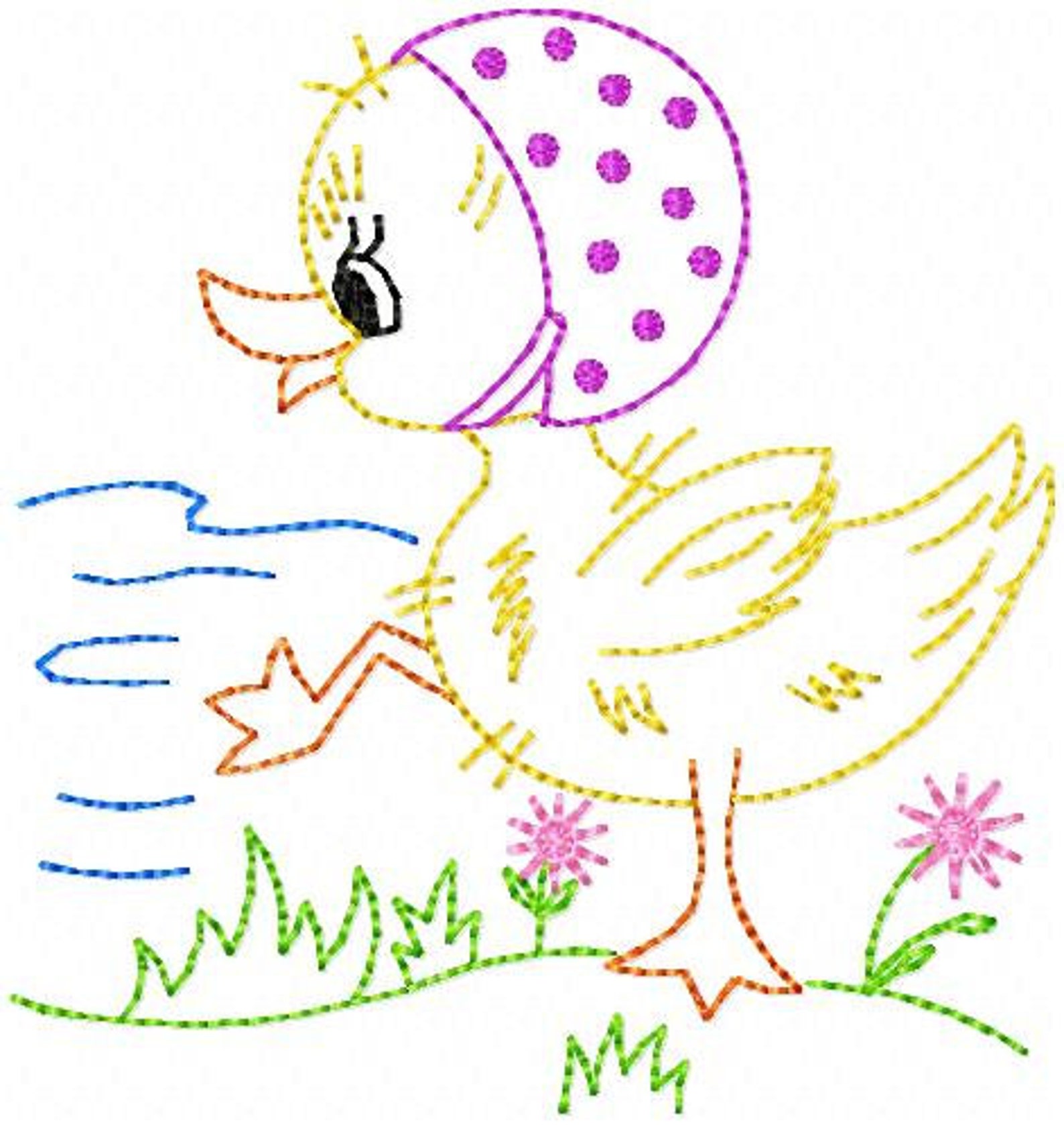 Vintage Duck Swimming Machine Embroidery Design 4x4 AND 5x7, Quick ...
