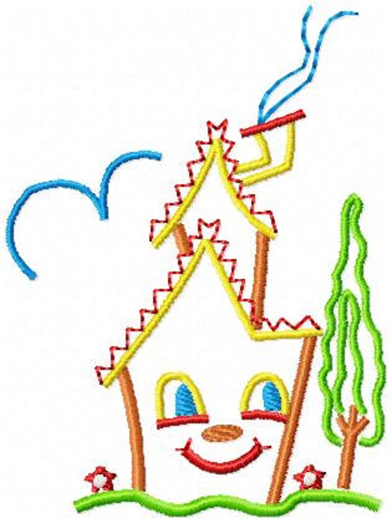 Vintage Crooked House Machine Embroidery Design 2 Sizes 4x4 | Etsy