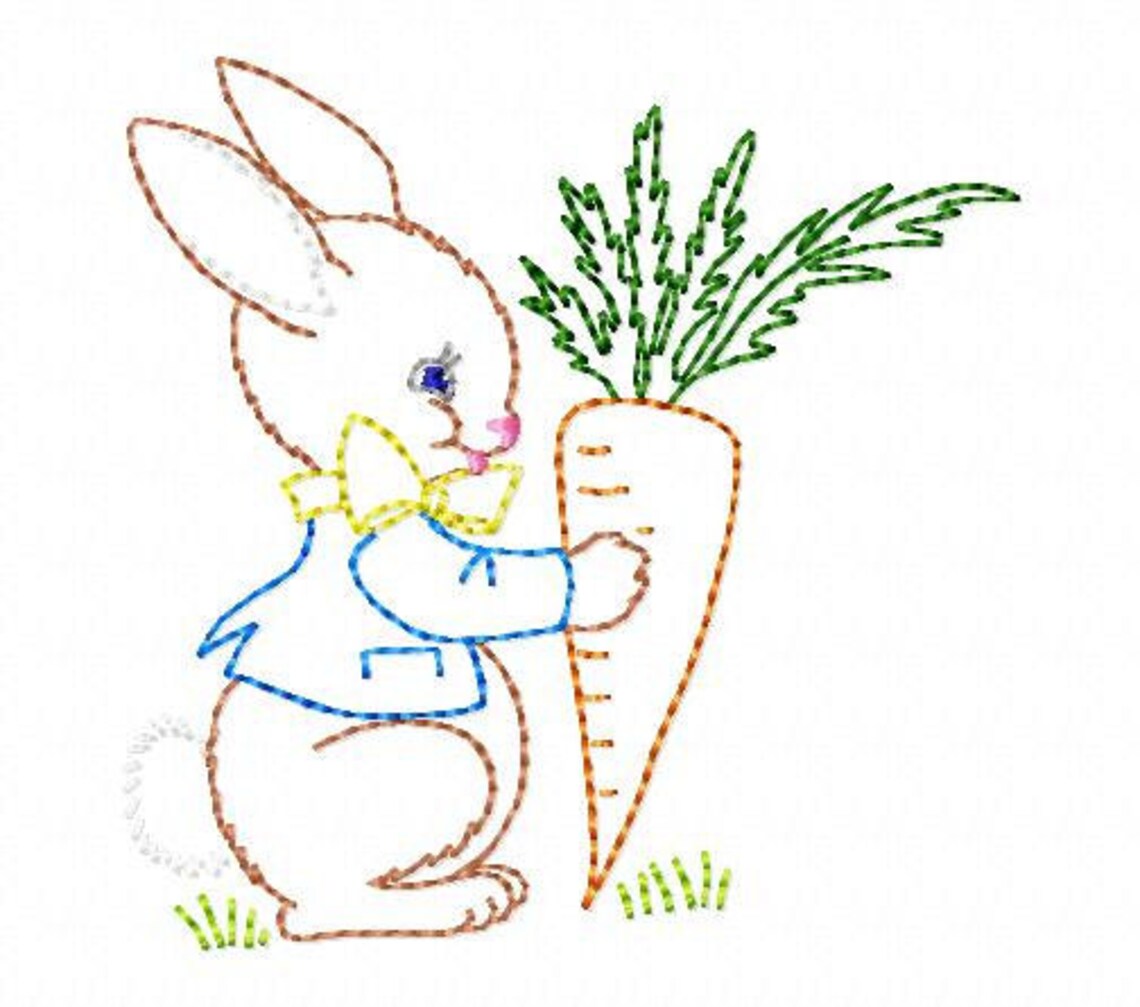 Bunny and Carrot Machine Embroidery Design 4x4 and 5x7 BOTH - Etsy