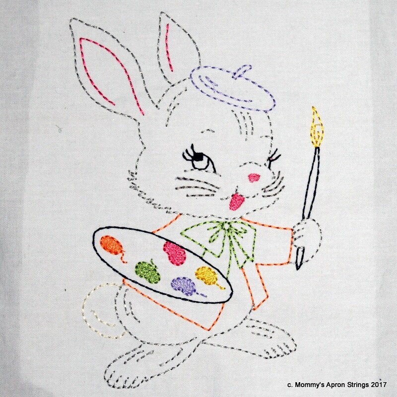 Vintage Artist Bunny Machine Embroidery Design 2 Sizes 4x4 or - Etsy