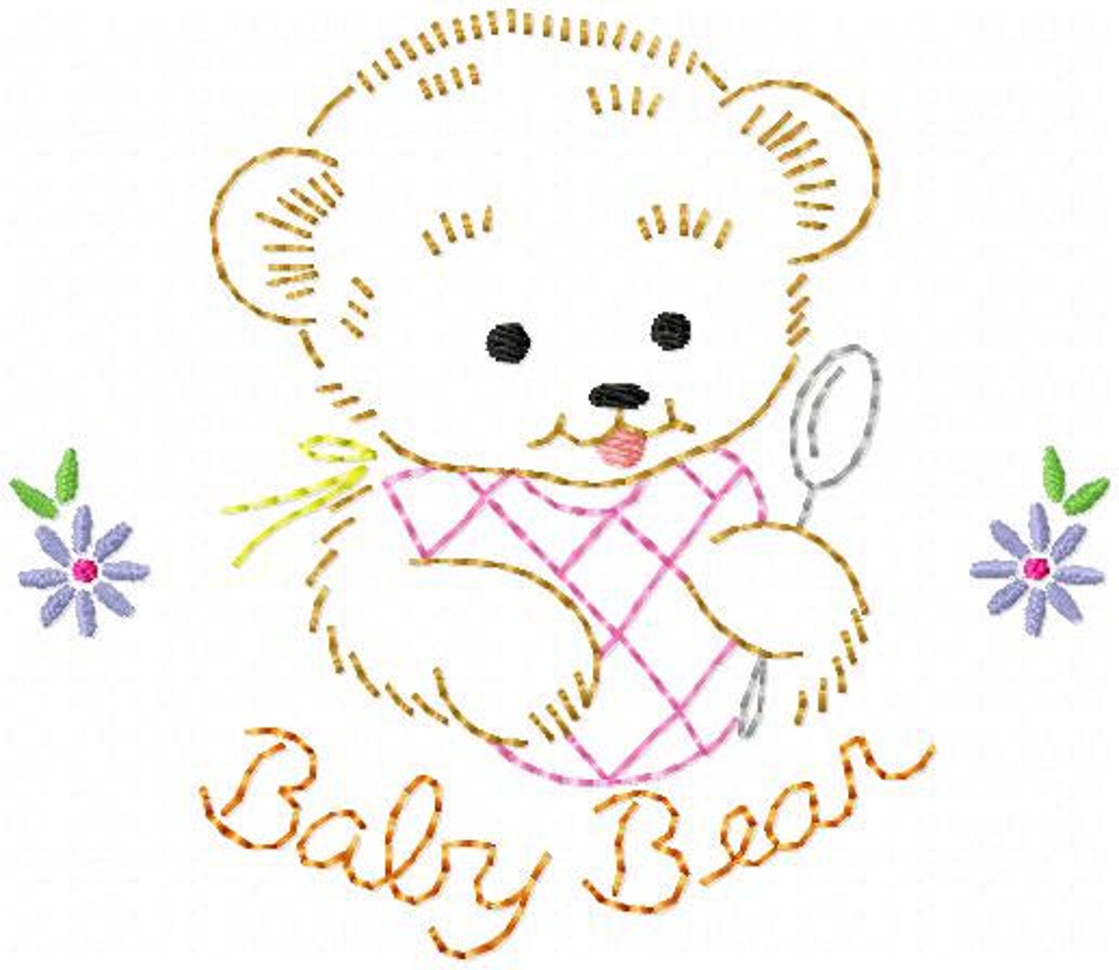 Baby Bear With Spoon and Bib Machine Embroidery Design 4x4 AND | Etsy