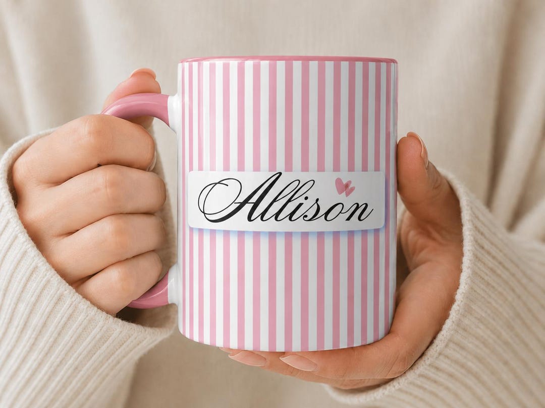 Personalized Pink Striped Name Mug | Coffee Mug | Custom Name | Mama ...