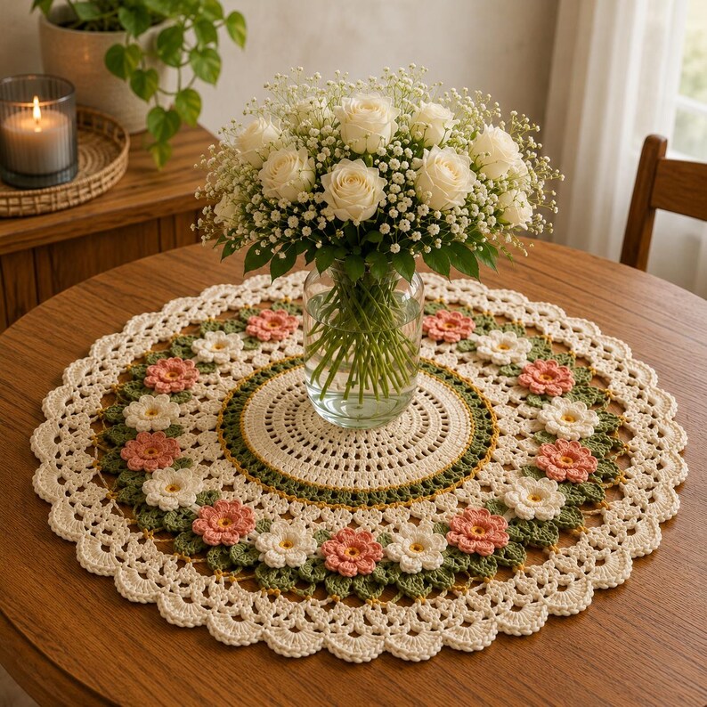 3D Floral Crochet Doily Pattern | Mandala Table Centerpiece PDF ...
