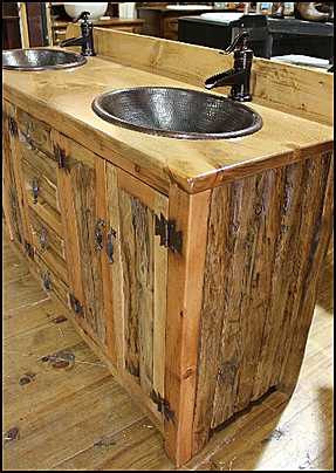 Double Bathroom Vanity 62 Rustic Bathroom Vanity | Etsy