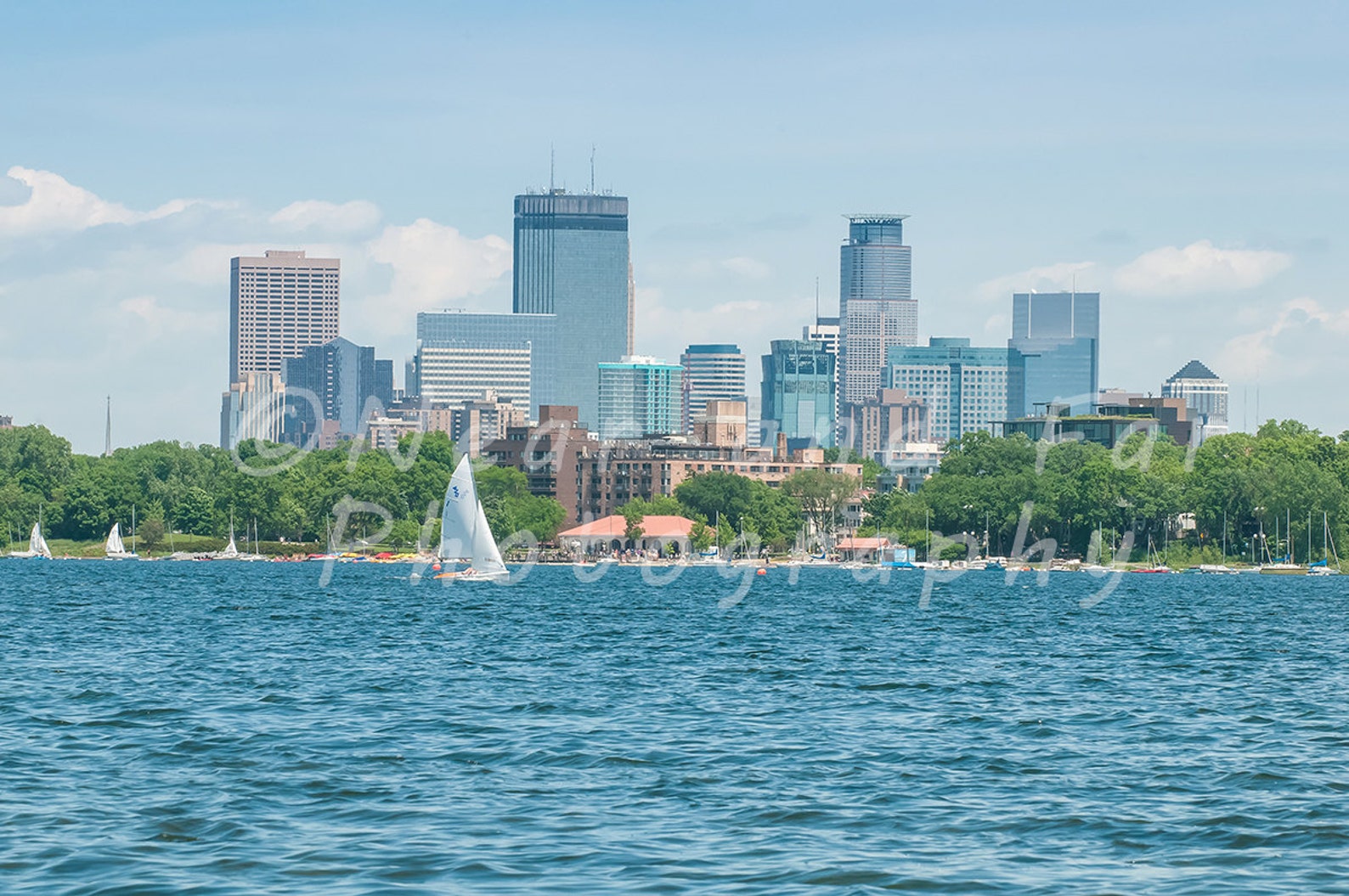 Minneapolis, MN Skyline With Lake Calhoun Sailing - Fine Art Photograph ...