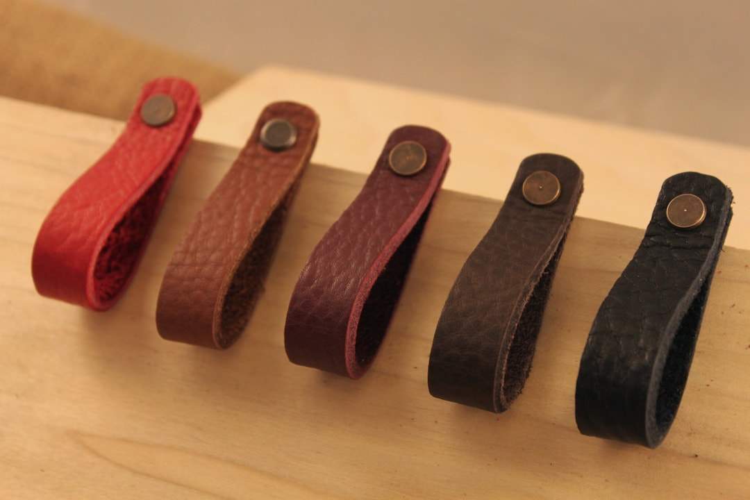 Handcrafted in USA: All Leather Thin Loop Drawer / Cabinet Pulls Tabs ...