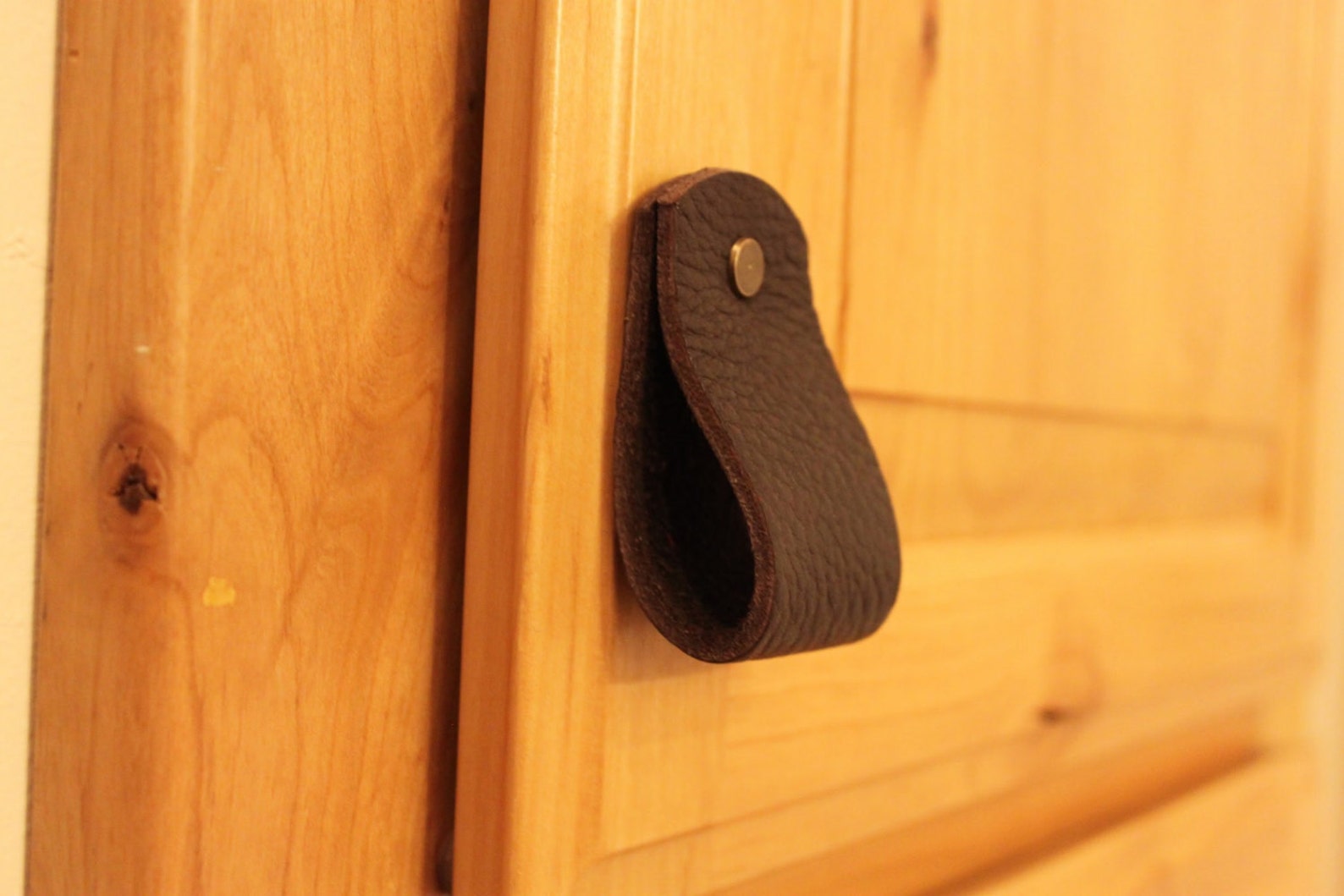 Handcrafted in USA: All Leather Wide Loop Drawer / Cabinet Pulls Tabs ...