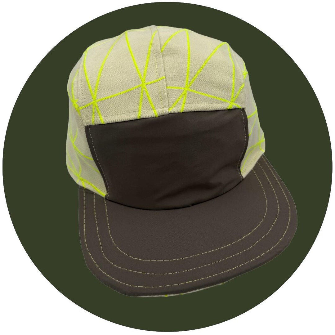 5 Panel Cap | Handmade Hat Pattern Neon Gray Nylon - Etsy