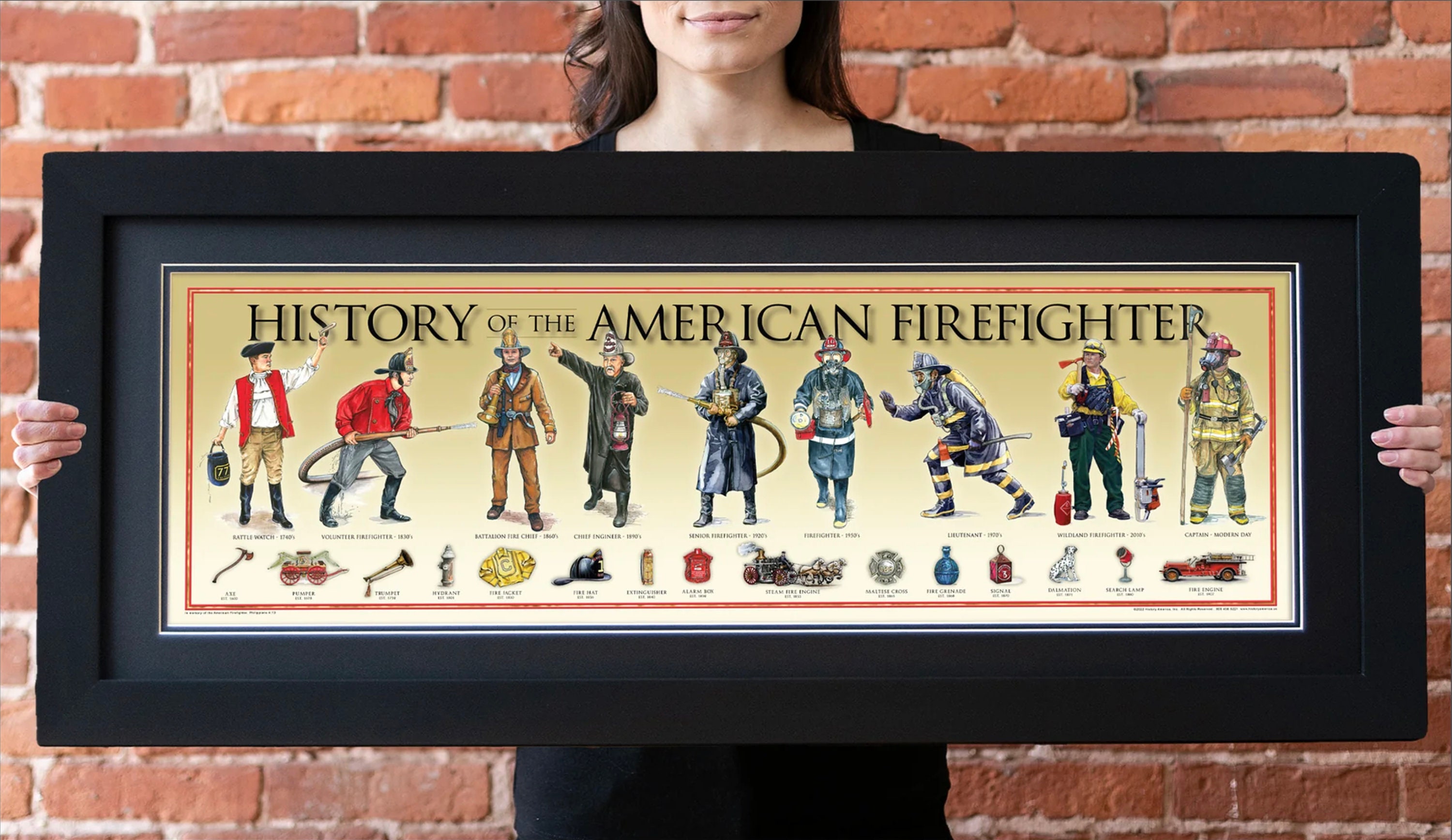History of the American Firefighter Framed Poster, Wild Land, SCBA ...