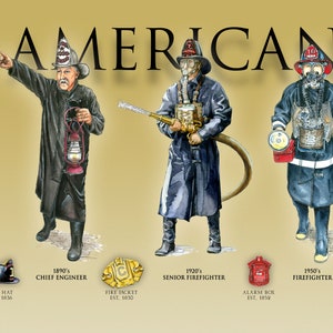 History of the American Firefighter Framed Poster, Wild Land, SCBA ...