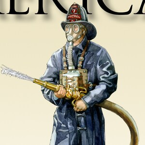 History of the American Firefighter Poster, Wild Land, SCBA, Fire Hose ...