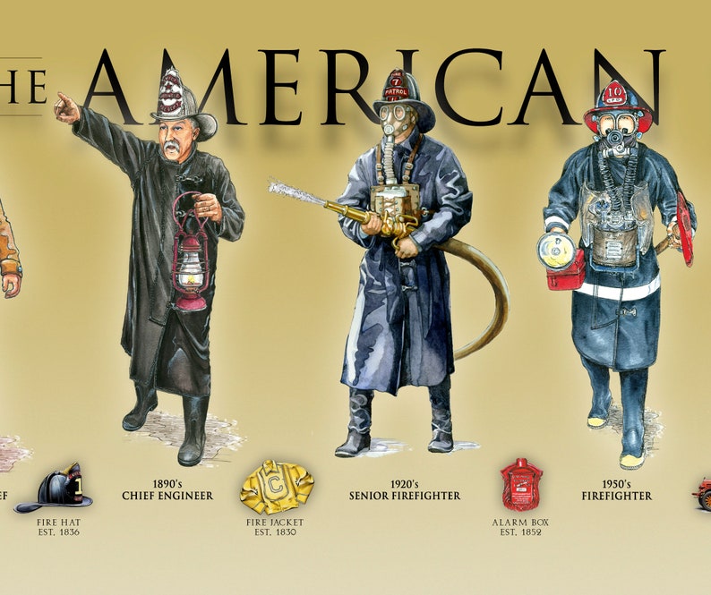 History of the American Firefighter Unframed Poster, Wild Land, SCBA ...