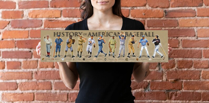 History of American Baseball Poster, Framed Print, Golden Era, Babe ...