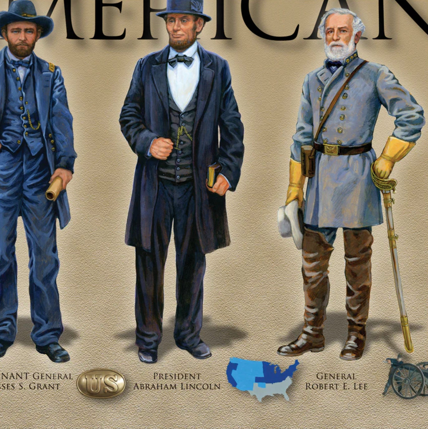 History of the American Civil War Print Poster, North Vs South, Union ...