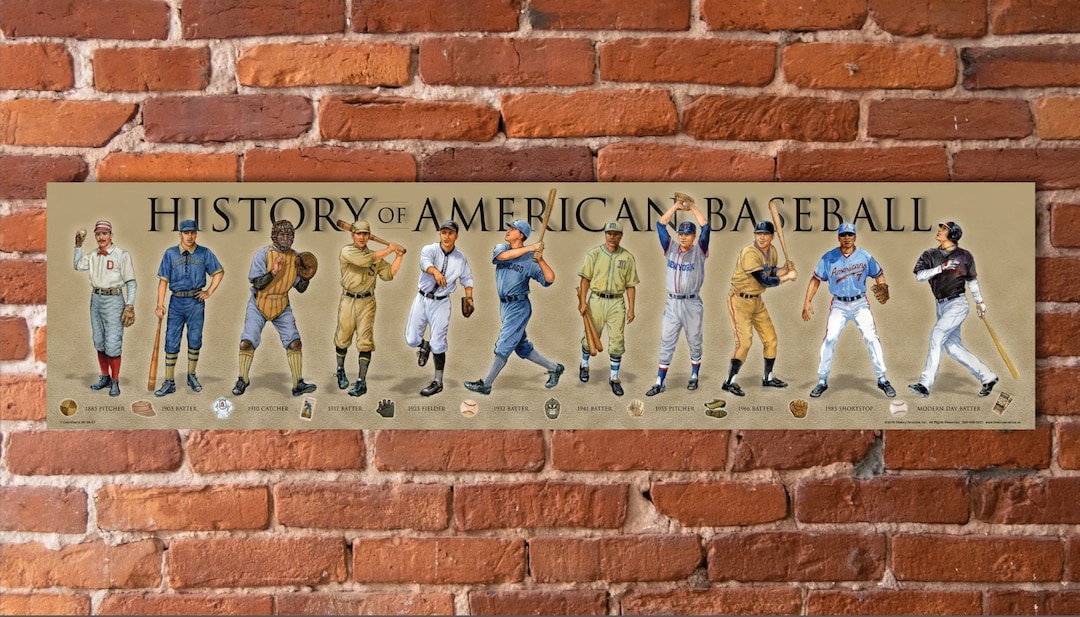 History of American Baseball Poster, Framed Print, Golden Era, Babe ...